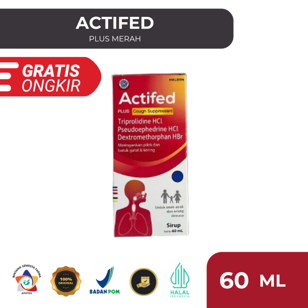Jual ACTIFED PLUS COUGH SUPPRESANT (MERAH) - SYRUP ISI 60ml | Shopee ...