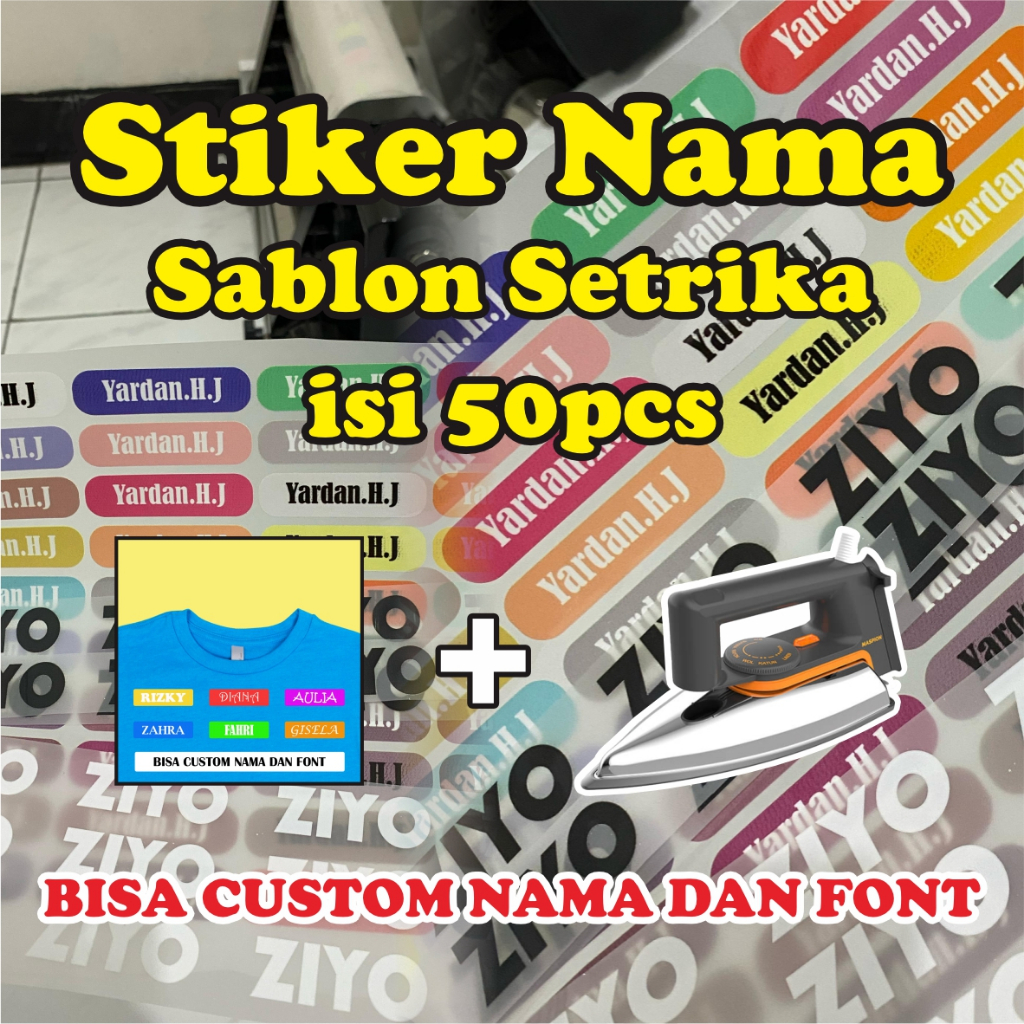 Jual Stiker Label Nama Sablon DTF / Stiker Nama Baju Hijab / Stiker ...