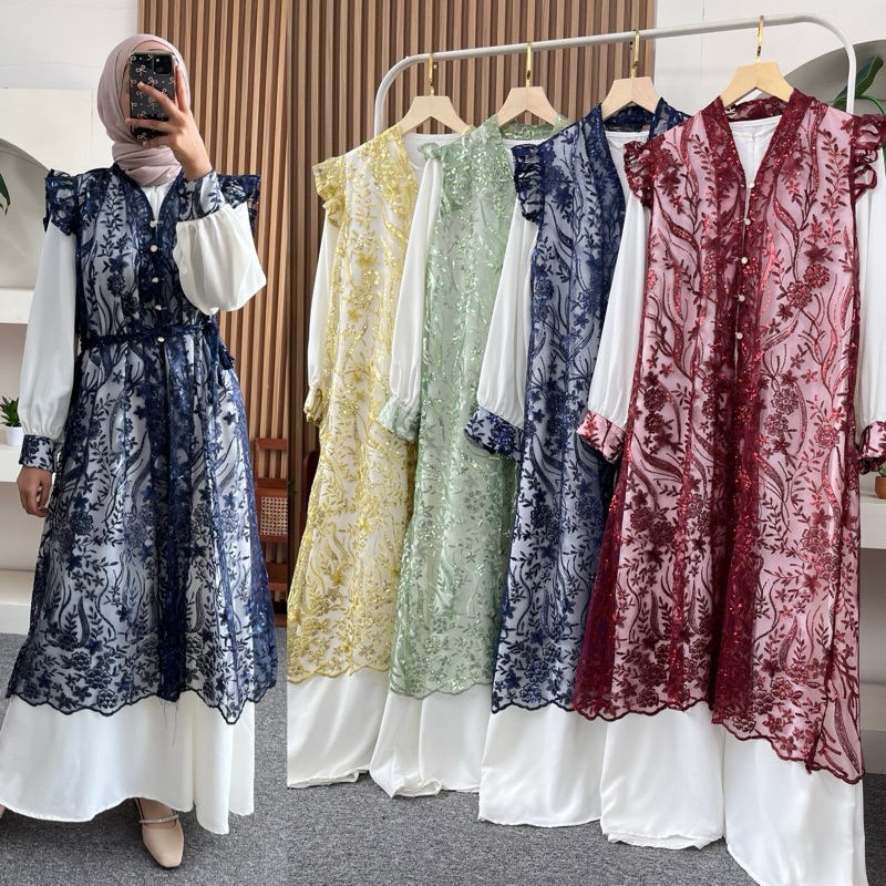 Jual Little butik AYANA LONGDRESS BRUKAT OUTER SET 2in1 LBOS029 | gamis ...