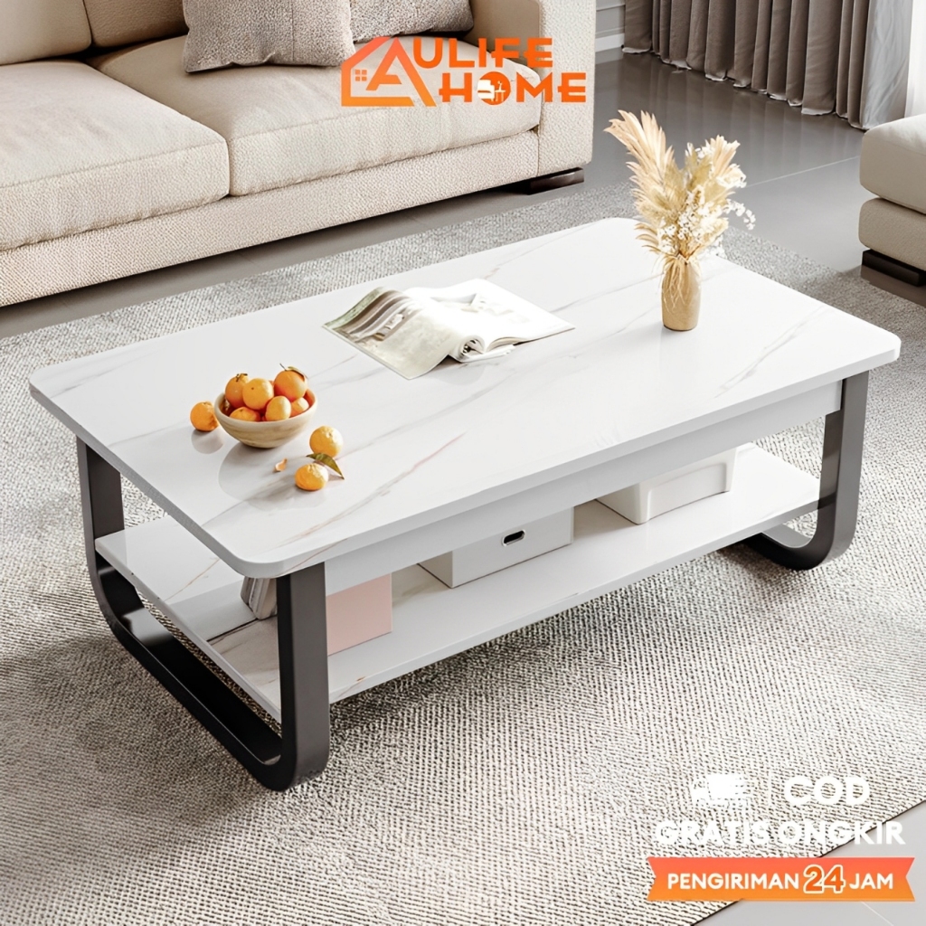 Jual Meja Kopi Minimalis Meja Tamu Besi Meja Samping Meja Motif Marmer ...