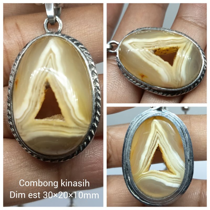 Jual Liontin batu Combong kinasih Junjung drajat motif segitiga Natural ...