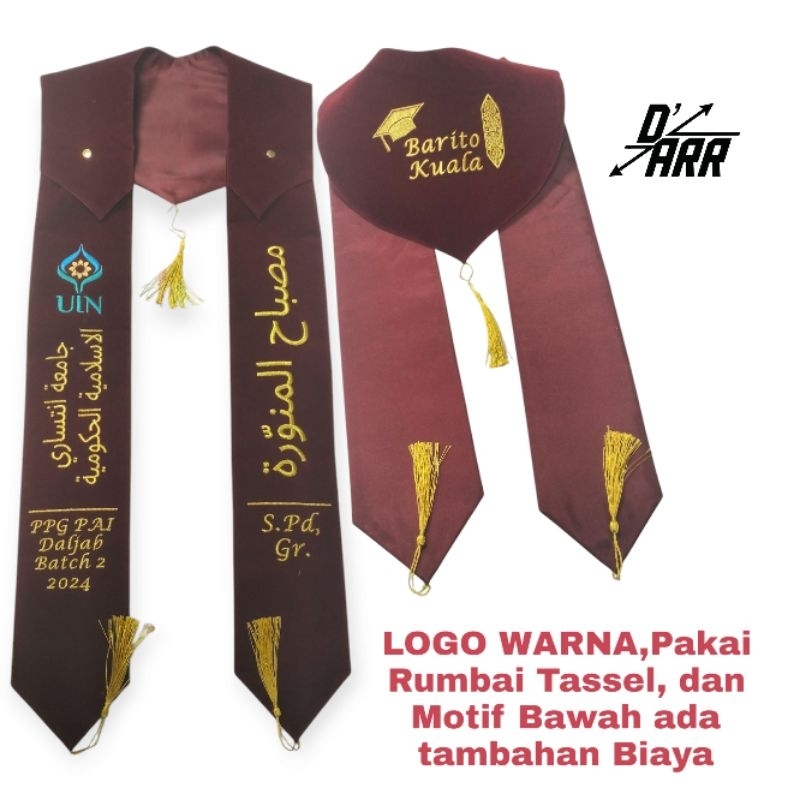Jual ( P.O 3-5 Hari )GRADUATION STOLE / Selempang Wisuda V neck Bordir ...