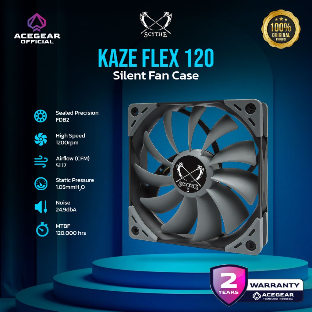 Jual SCYTHE KAZE FLEX 120 1200 RPM - Silent Fan Case | Shopee Indonesia