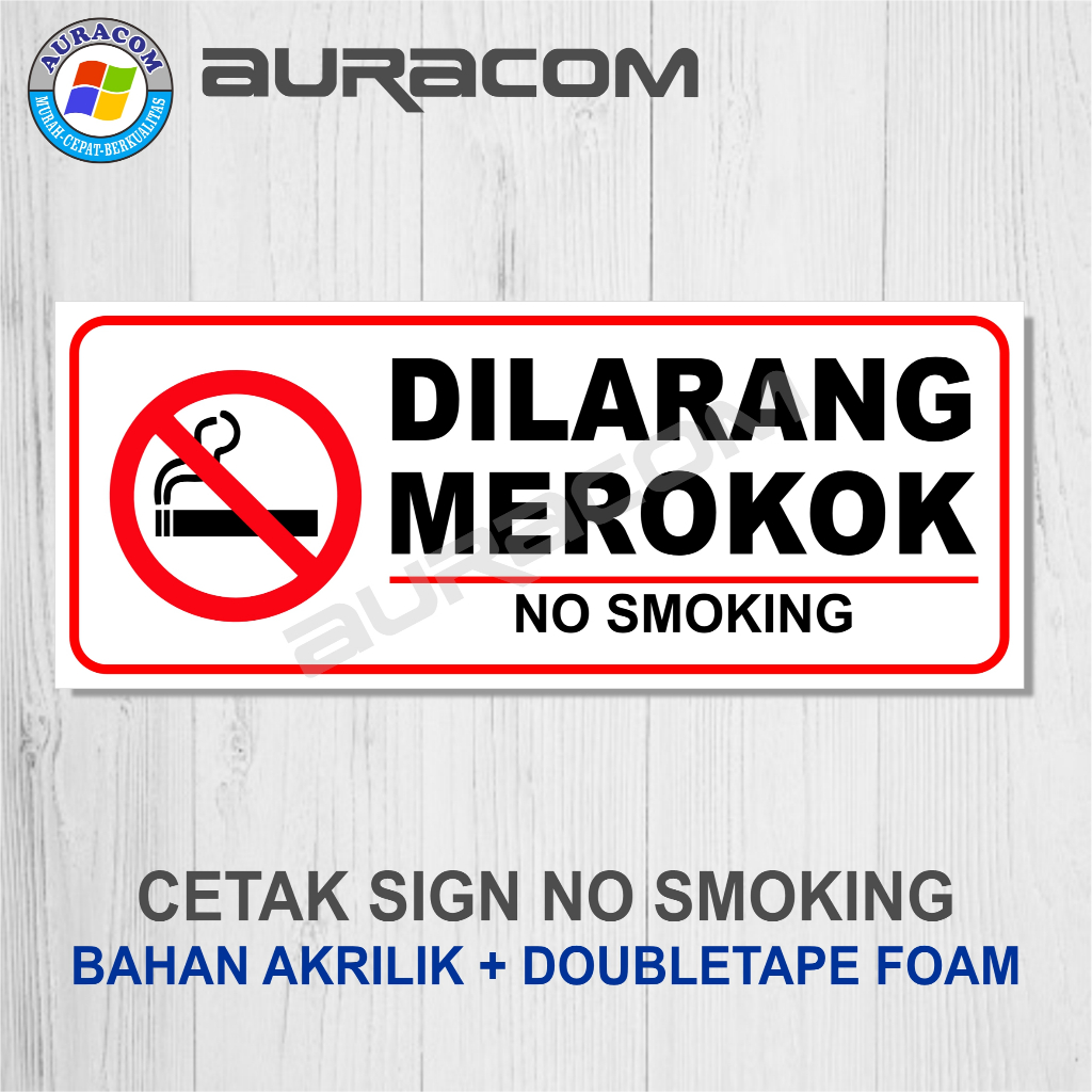 Jual Akrilik Sign Label Peringatan Dilarang Merokok Ukuran 10 X 25 CM ...