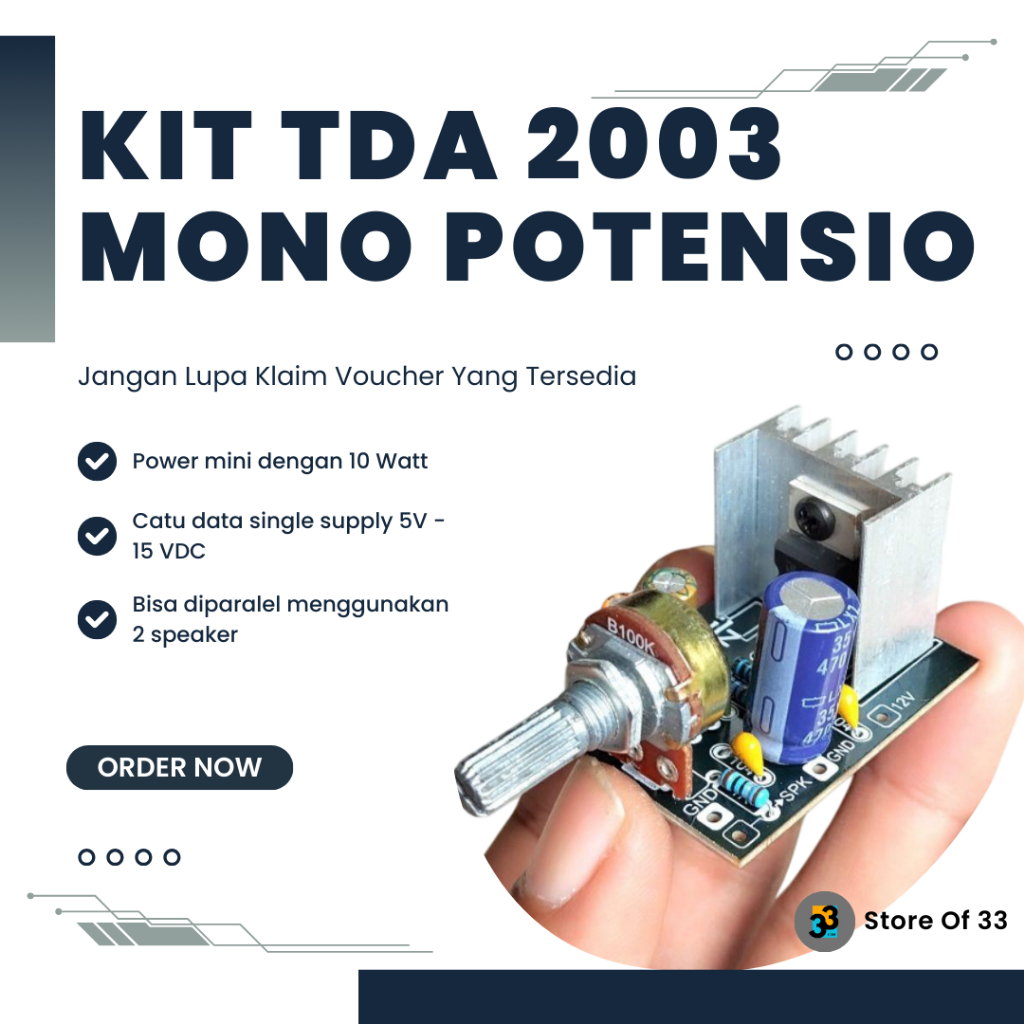 Jual KIT TDA 2003 TDA2003 MINI AMPLIFIER 12 VOLT MONO PLUS POTENSIO AMPLI | Shopee Indonesia