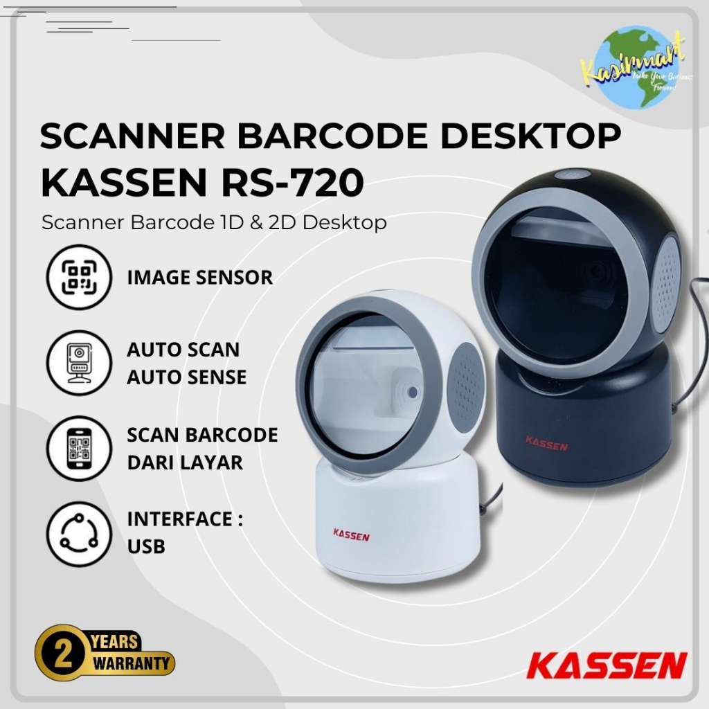 Jual Kassen RS720 Omni Scanner Barcode 1D 2D Dekstop USB RS 720 Scan ...