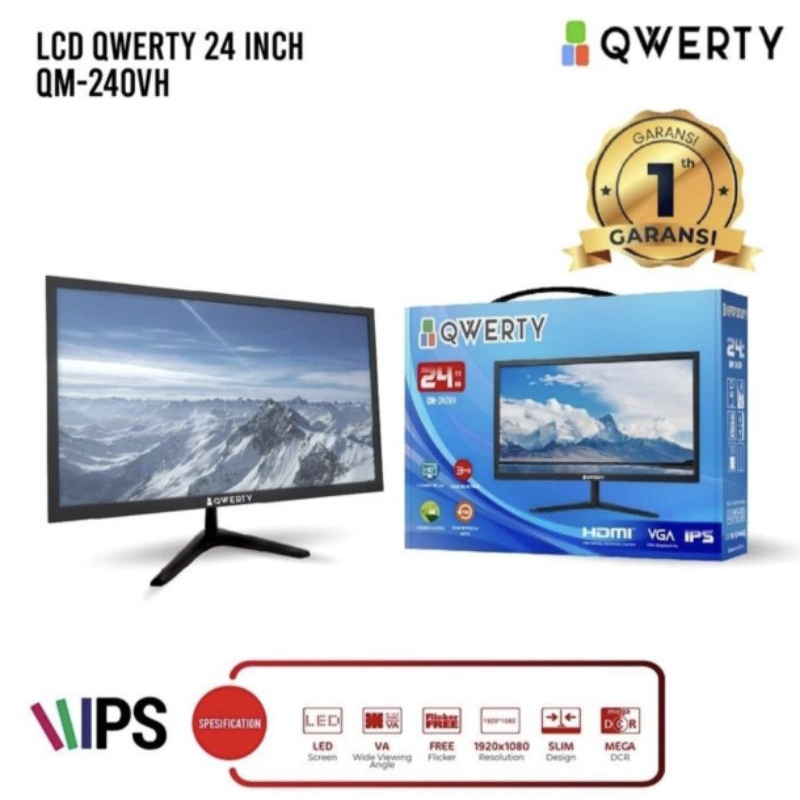 Jual Monitor LED Qwerty 24" QM-240VH HDMI VGA | Shopee Indonesia
