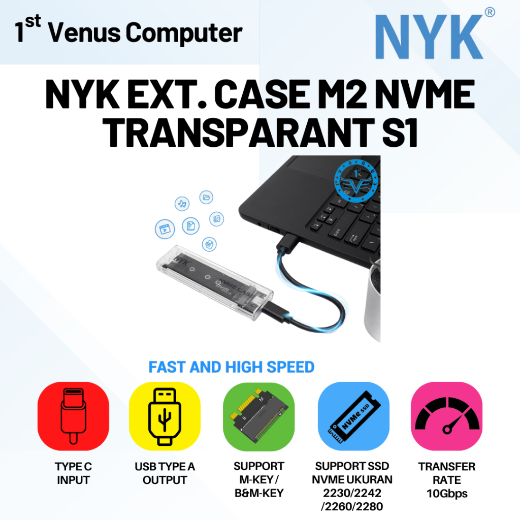 Jual Case SSD M2 NVME External transparant NYK S1 / Case SSD NVME ...