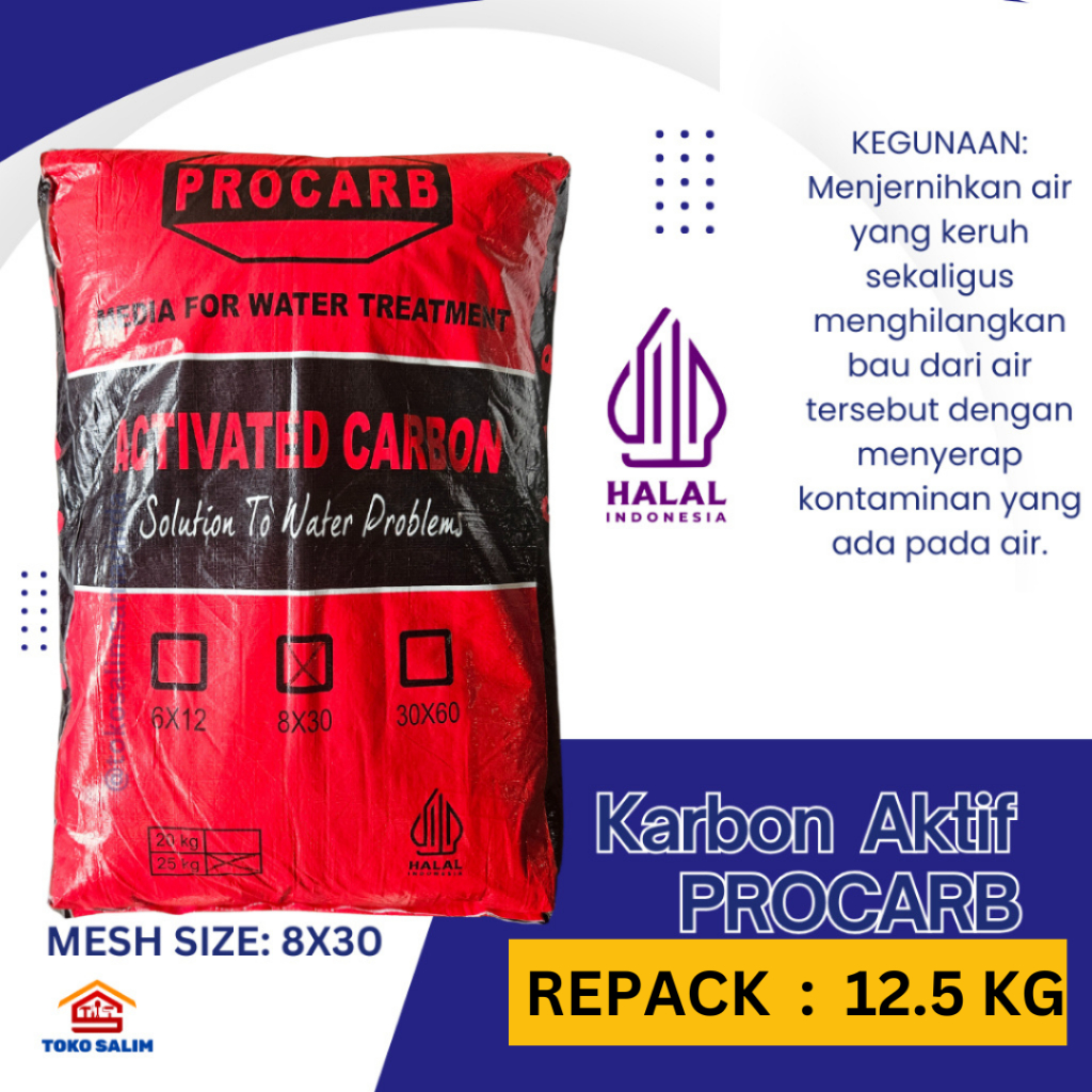 Jual Karbon Aktif Procarb mesh 8x30 REPACK @ 12,5kg - Media Filter Air ...