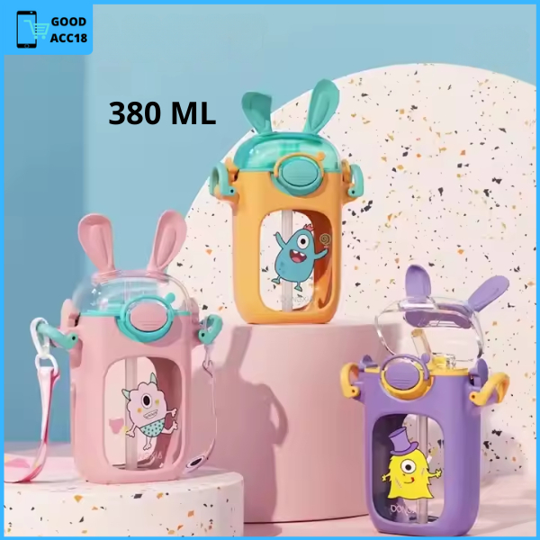 Jual Botol Minum Anak 380 ML Tutup Model Telinga Kelinci Dengan Sedotan Dan Tali | Shopee Indonesia