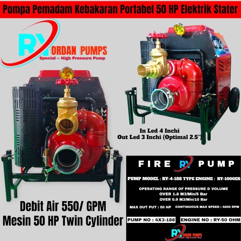 Jual Pompa Pemadam Kebakaran 50HP || Twin Cylinder Portable Elektrik ...