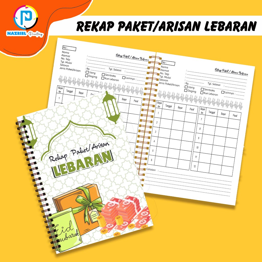 Jual (NON CUSTOM) Buku Rekap Paket Arisan Lebaran Buku Jilid Spiral A5 ...