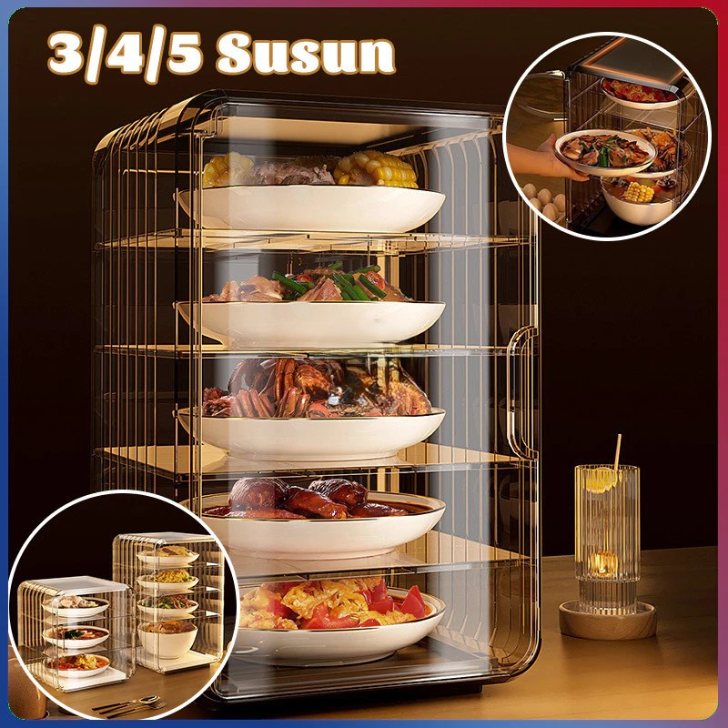 Jual Rak Makanan Bertingkat Estetik Akrilik 3/4/5 Susun – Tudung Saji ...