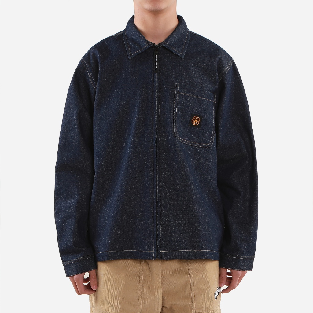 Jual Shining Bright Light Gold Work Jacket Denim - Blue | Shopee Indonesia
