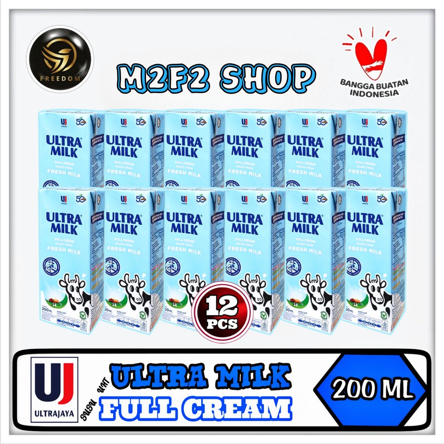 Jual Susu Ultra Milk Rasa Full Cream Kotak UHT | Plain - 200 ml (Kemasan 12 Pcs) | Shopee Indonesia