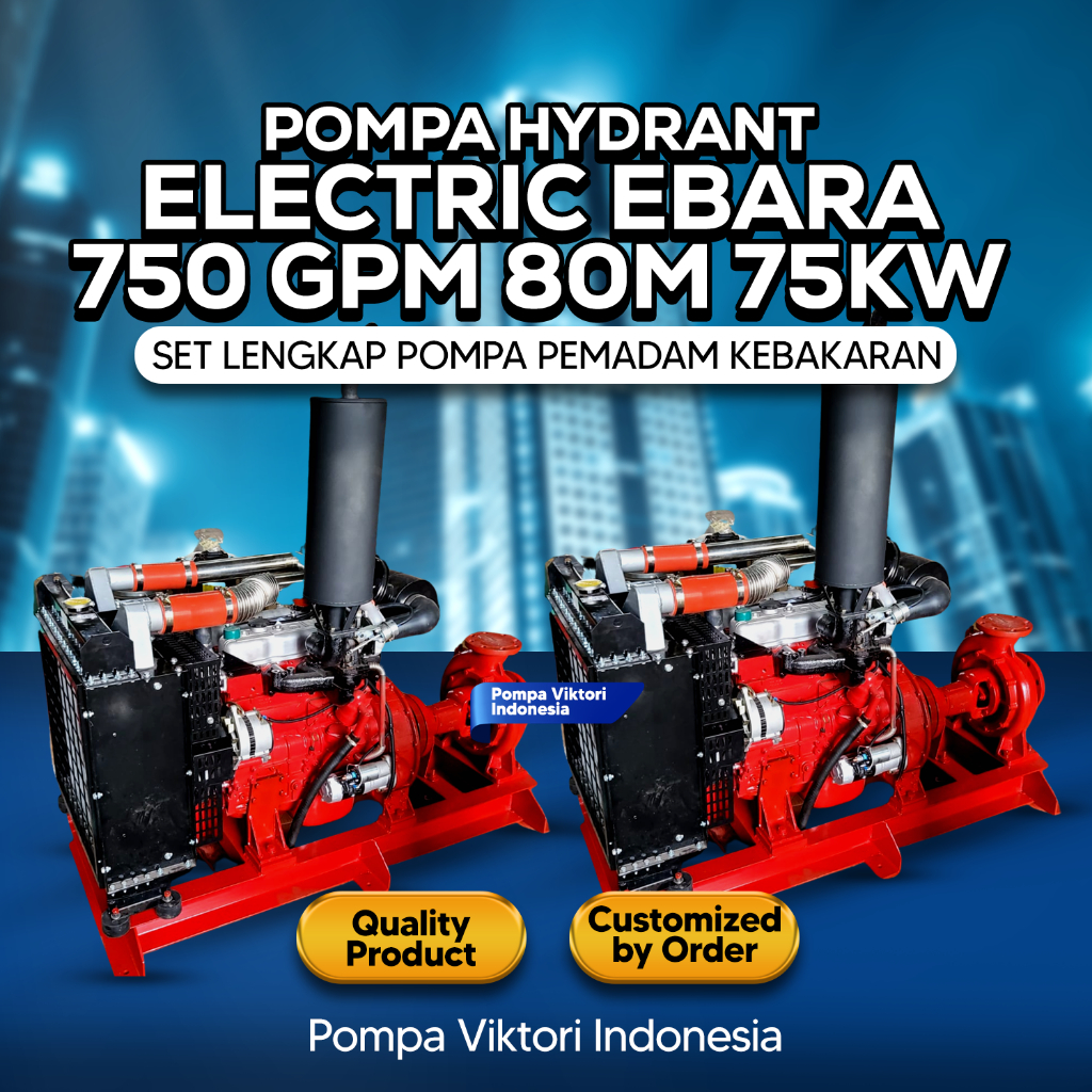 Jual Pompa Hydrant ELectric Ebara 750 GPM 80 m 75 kw Set Lengkap Pompa ...