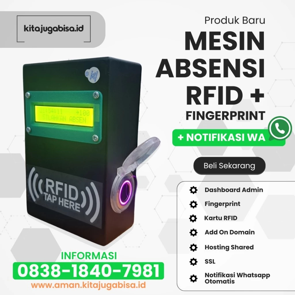 Jual Alat Absensi RFID 13.56 Mhz +Fingerprint + Notifikasi WA Sekolah ...