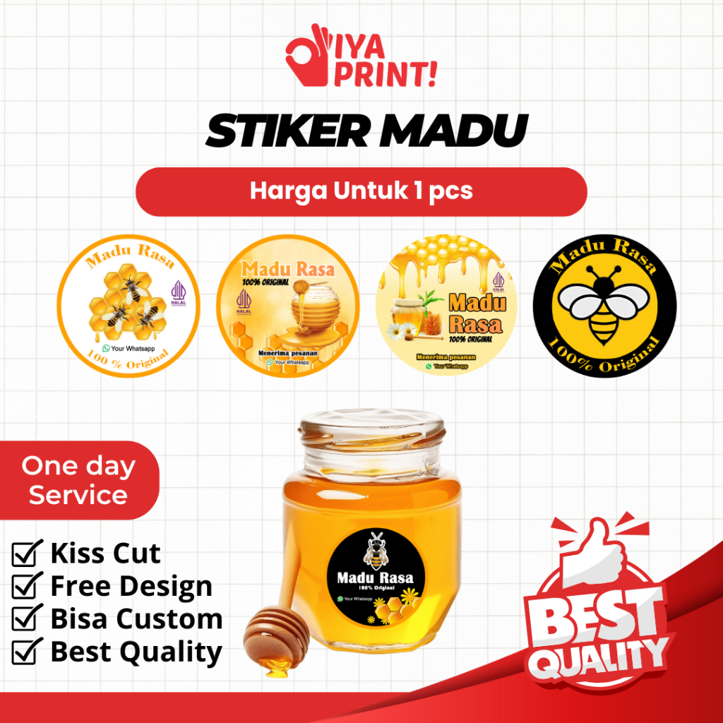Jual STIKER LABEL/STIKER BOTOL MADU/STICKER MADU/STICKER LABEL/CETAK ...