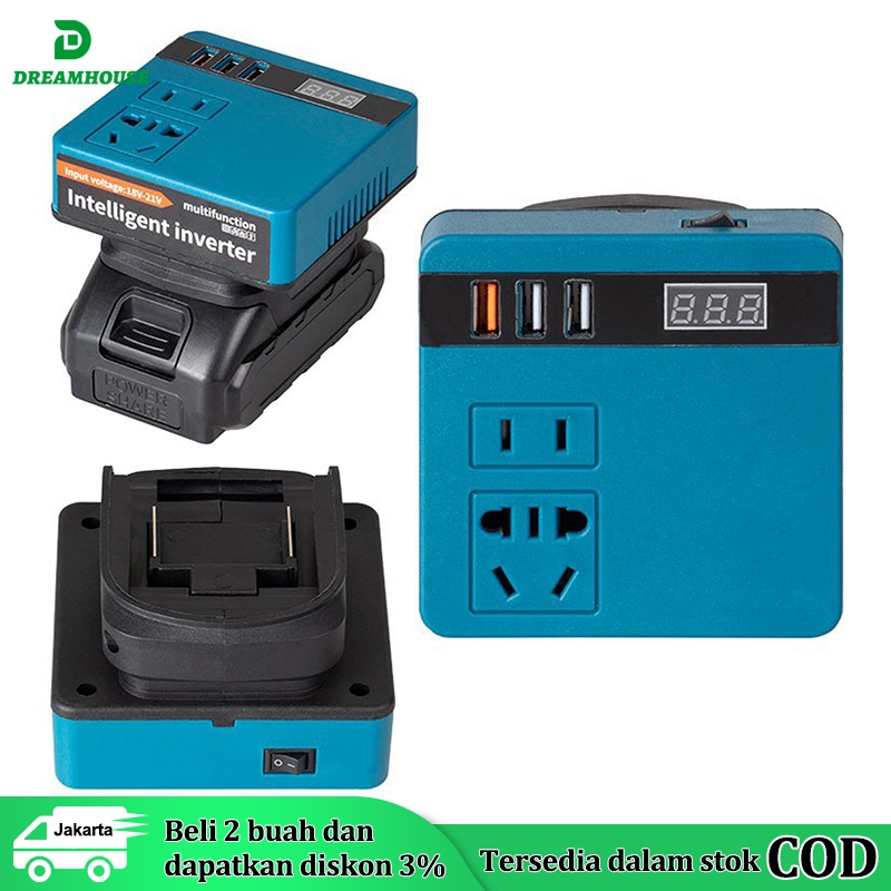 Jual Tool Inverter 21v ke 220V 100W - 3 USB Baterai Makita soket ...