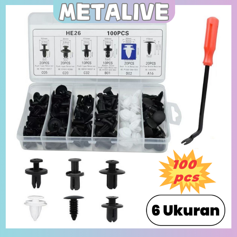 Jual 【100PCS】Baut Rivet Mobil Plastik Bemper Clip Universal Bumper ...