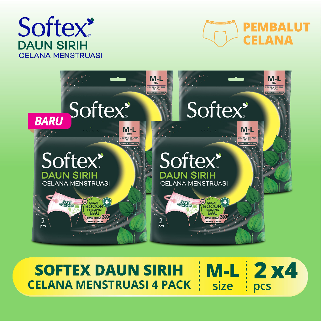 Jual Softex Celana Menstruasi Daun Sirih 2s x 4 Pack - Pembalut Celana ...