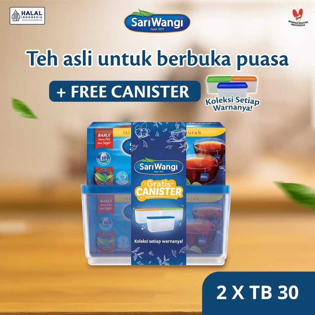 Jual Sariwangi Teh Asli Celup isi 30x2 FREE Canister Teh SARI WANGI ...