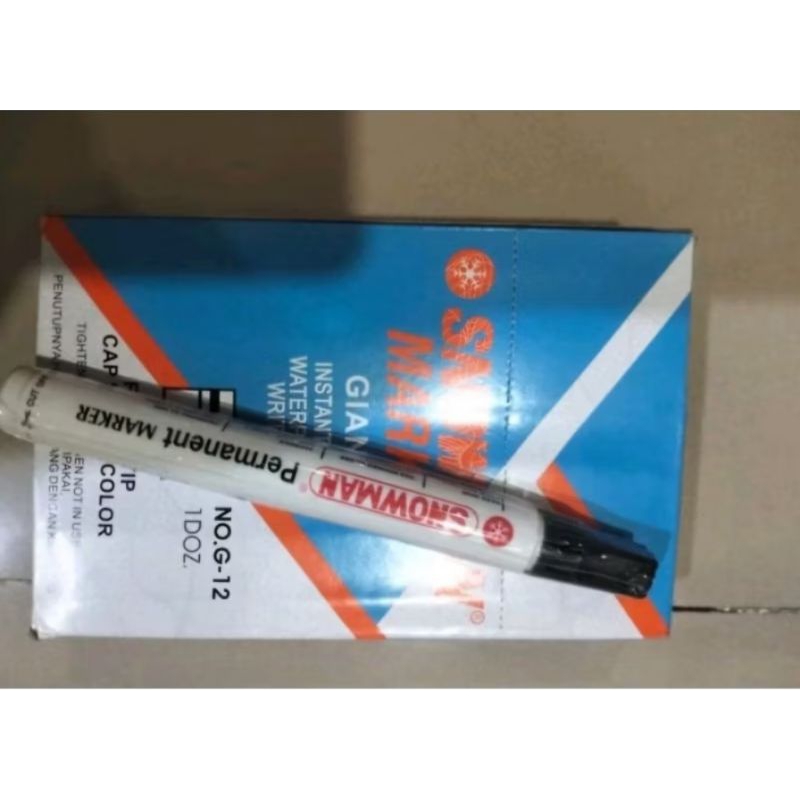 Jual Spidol Snowman PERMANEN G-12 isi 1BOX = 12 PCS (1 LUSIN ) | Shopee ...