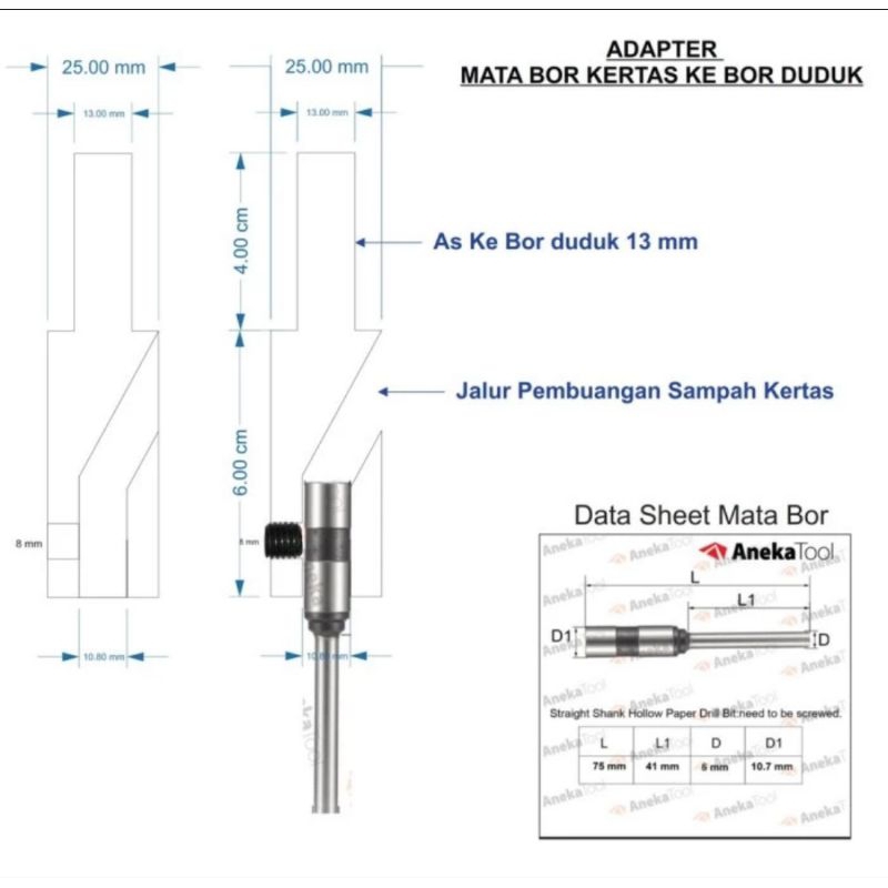 Jual ADAPTER MATA BOR KERTAS CUSTOM | Shopee Indonesia