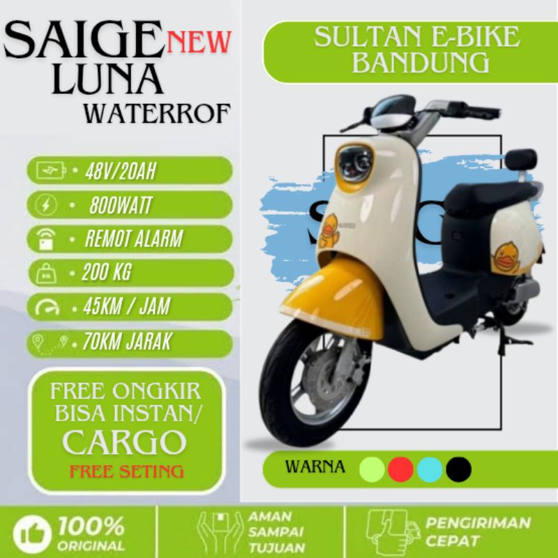 Jual Sepeda listrik Saige Luna 800 watt 48V20Ah Tahan air | Shopee ...