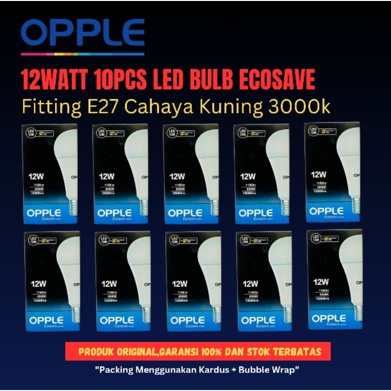 Jual Lampu Opple Led Bulb 12W Cahaya Kuning 3000k Garansi 1 Tahun Paket ...