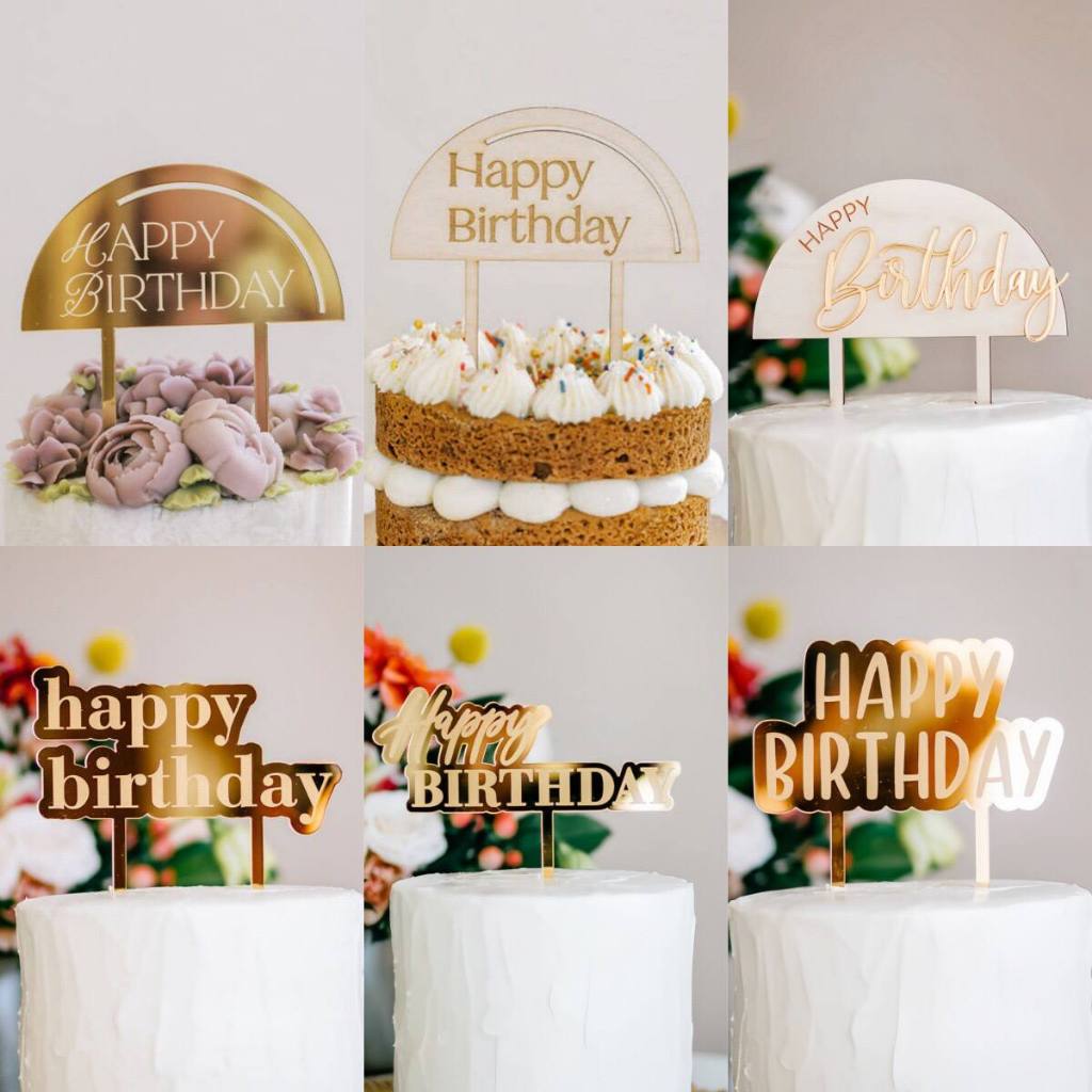 Jual Cake Topper Happy Birthday/ Cake Topper Akrilik hbd / Cake topper Kayu hbd /Dekorasi Cake ...
