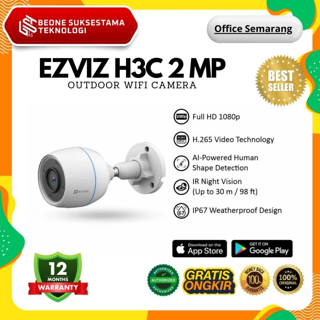 Jual Ezviz H3c 2MP Night Vision Smart Wifi IP Camera CCTV Outdoor 1080p ...