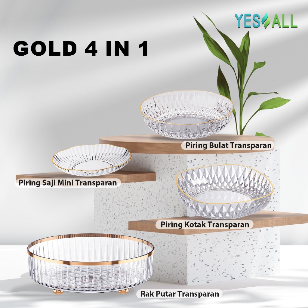 Jual [BUY1GET4] YESALL Rak Kosmetik + Piring Saji Transparan Aesthetic ...