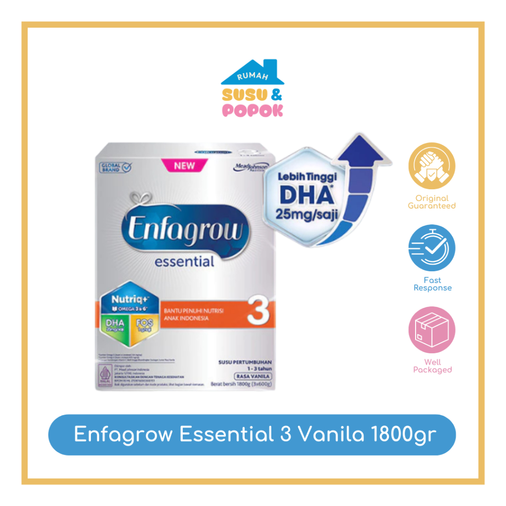 Jual Enfagrow Essential 3 1-3 Tahun Vanila 1800gr | Shopee Indonesia