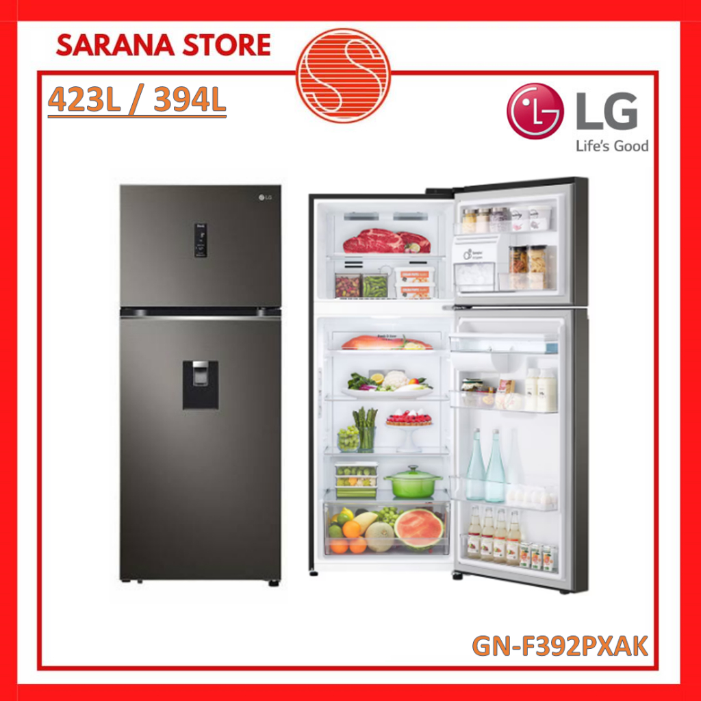 Jual LG Kulkas 2 Pintu Smart Inverter Auto Ice Maker, Dispenser Air & ThinQ GN-F392PXAK 423L ...