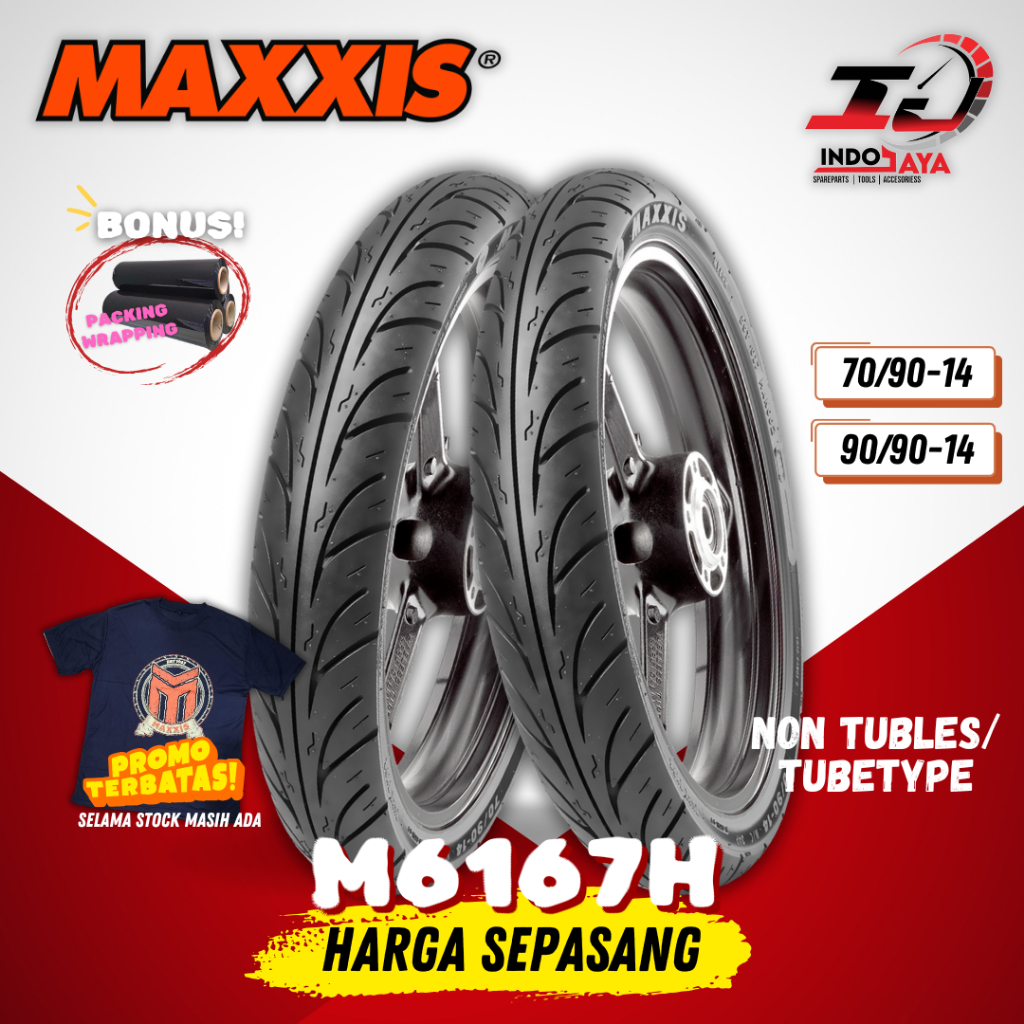 Jual [LEBIH MURAH SEPASANG] BAN LUAR TUBETYPE MAXXIS M6167H (70/90-14 ...