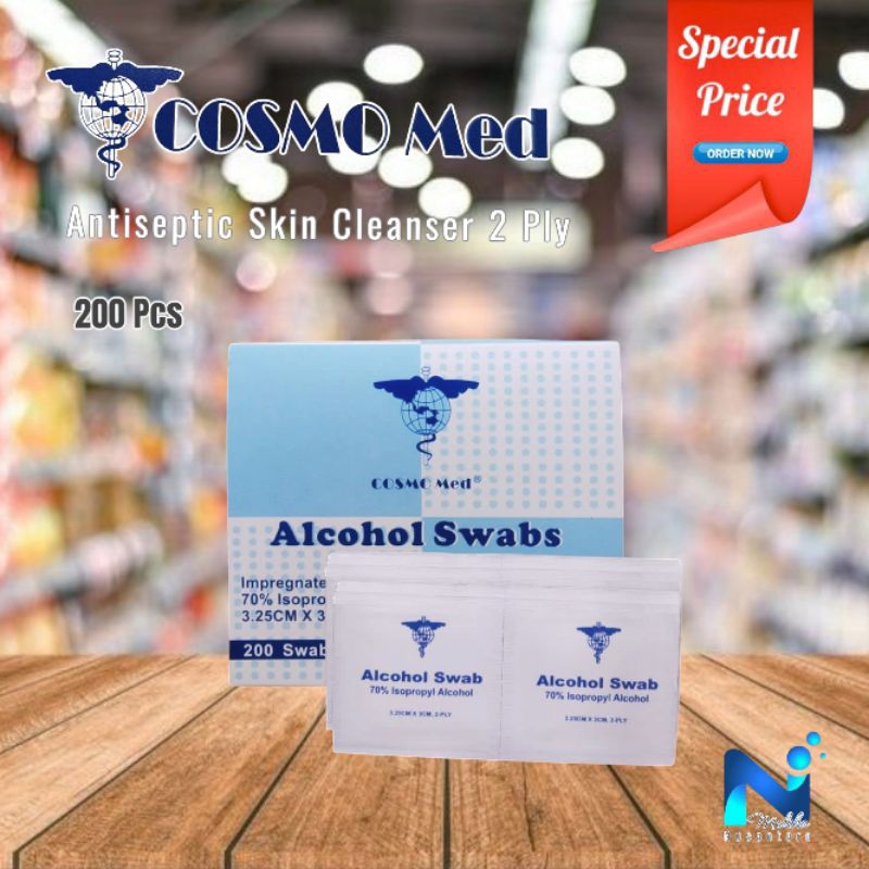Jual Cosmo Med Alcohol Swab isi 200 Tissue Alkohol Kapas Alkohol ...