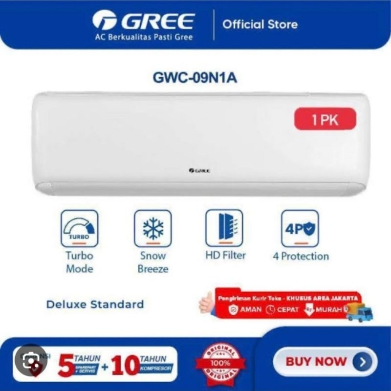 Jual AC Gree 1 PK New Deluxe Standard Series R32 GWC-09N1/A | Shopee ...