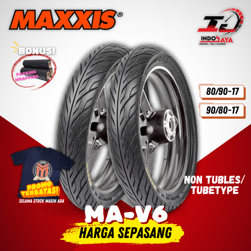 Jual [LEBIH MURAH SEPASANG] BAN LUAR TUBETYPE MAXXIS MAV6 (80/90-17 ...