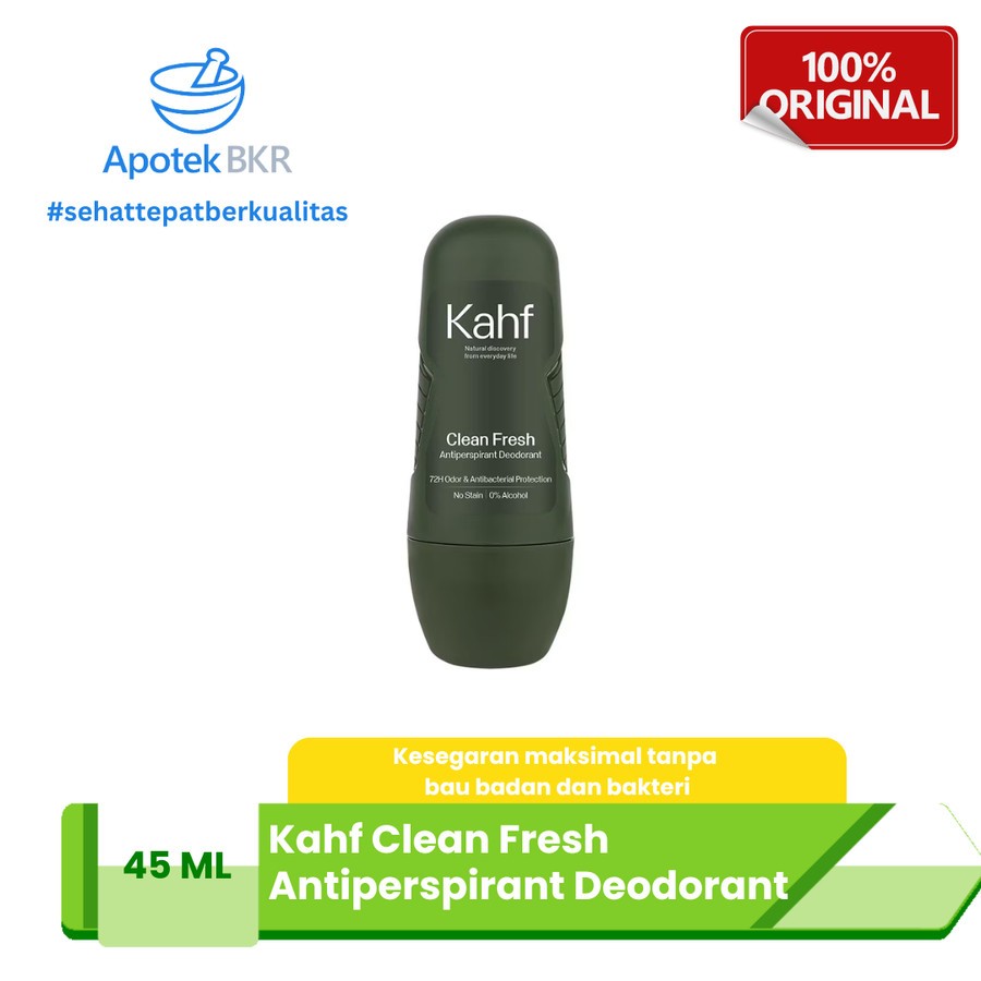 Jual Kahf Clean Fresh Antiperspirant Deodorant Roll On 45Ml - Deodorant - Apotek BKR | Shopee ...