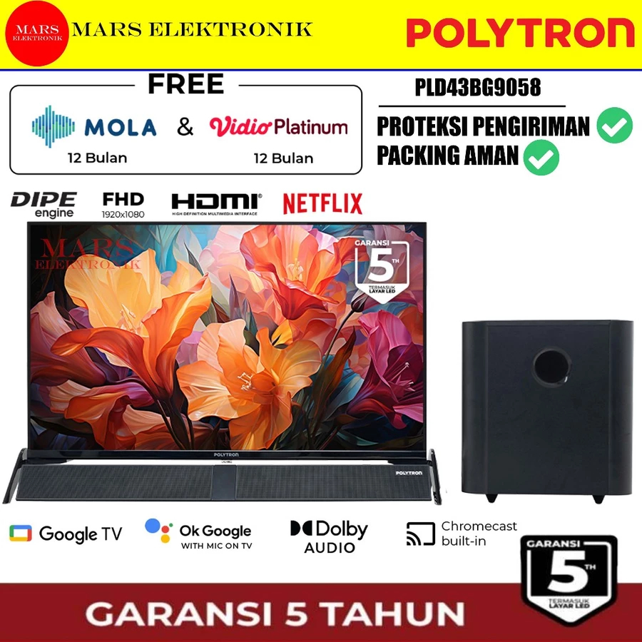 Jual TV LED POLYTRON PLD43BG9058 - 43 INCHI - SOUNDBAR SMART ANDROID TV ...