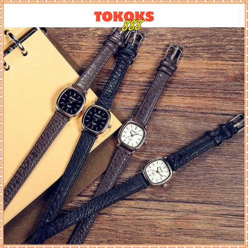 Jual KS Jam Tangan Wanita Pria Couple Polos Casual Dial Segi Fashion ...