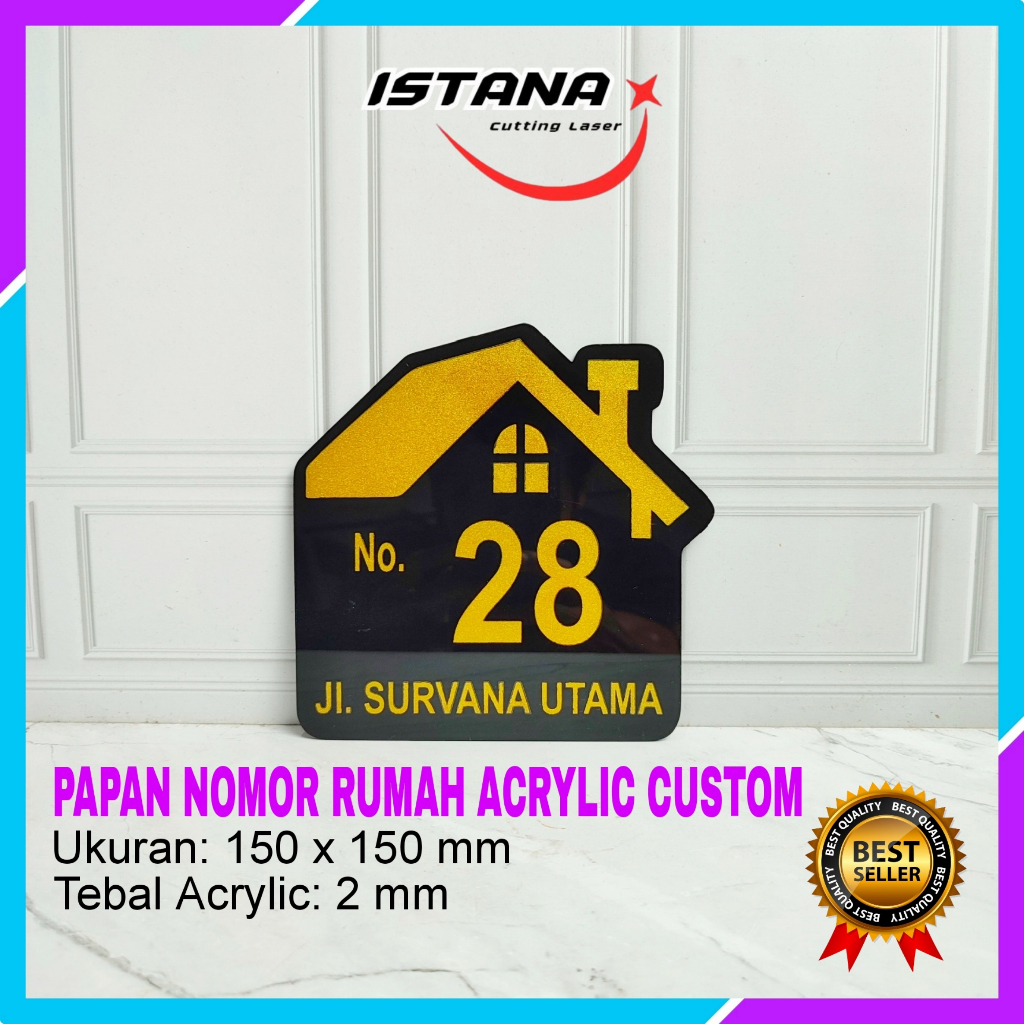 Jual Papan Nomor Rumah Acrylic Custom Alamat 15 x 15 cm Hiasan Dinding ...