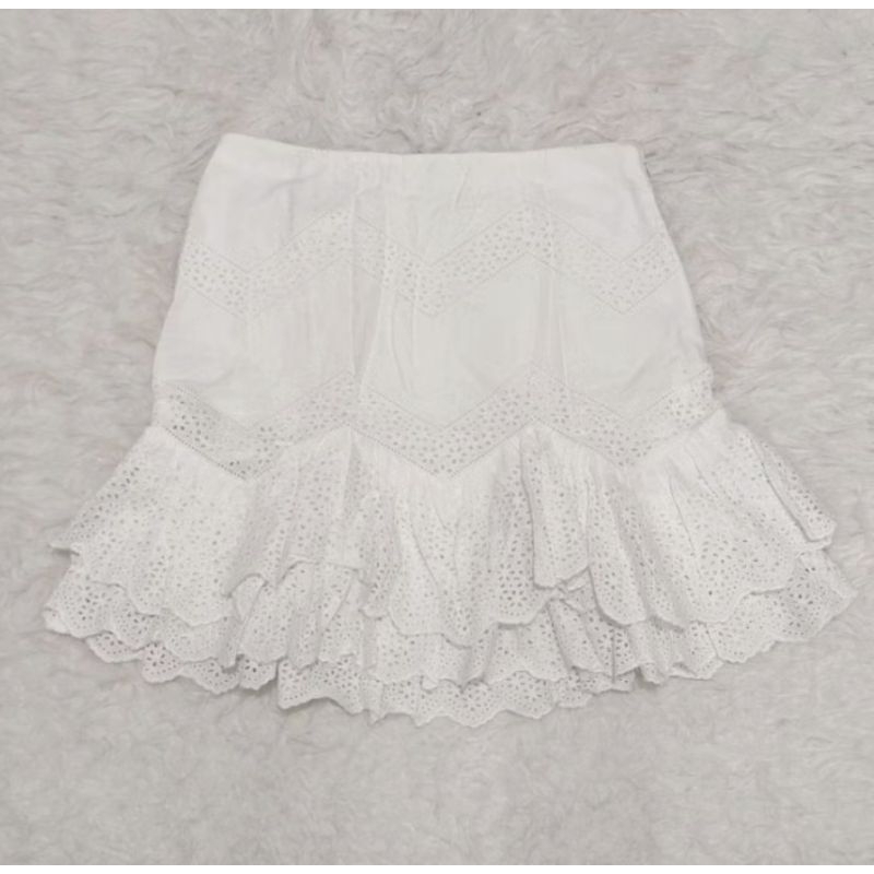 Jual rok putih H&M Ruffle Crochet eyelet | Shopee Indonesia