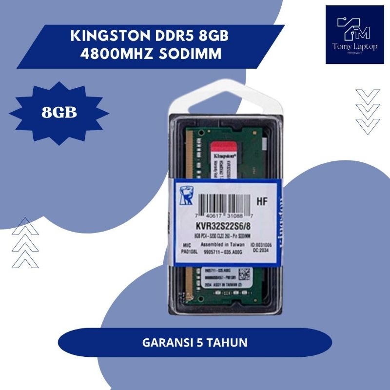 Jual KINGSTON 8GB DDR5 4800MHZ SODIMM / RAM LAPTOP | Shopee Indonesia