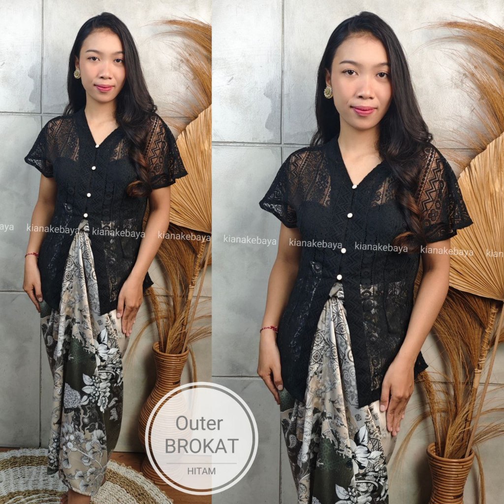 Jual Outer Brokat Blouse Kebaya Brokat Malika Bali Wisuda Modern Brukat ...