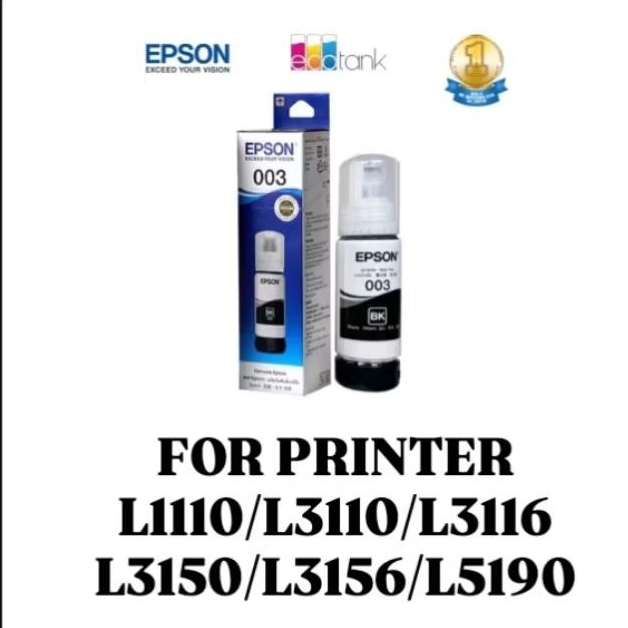 Jual TINTA EPSON 003 BLACK ORIGINAL FOR PRINTER L/1110/L1210/L1250 ...