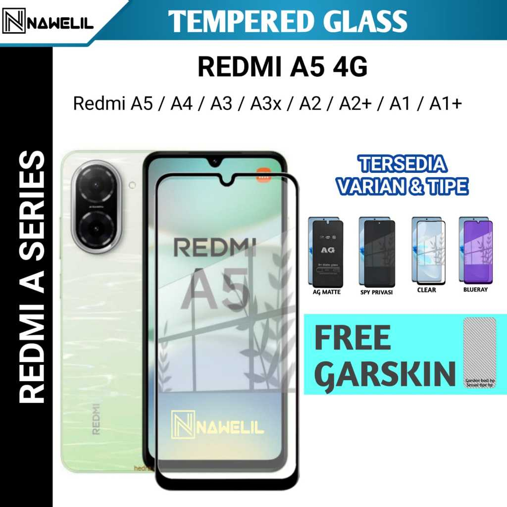 Jual Tempered Glass HP Redmi A5 A4 A3 A2 A1 Pro 4g Anti Gores Full ...