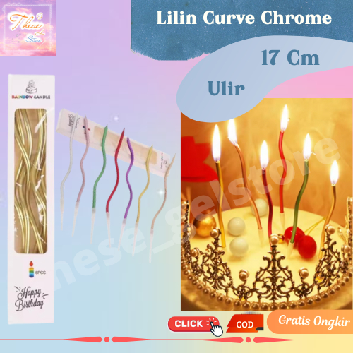 Jual Lilin Ulir Panjang Chrome Metalik Pastel aesthetic ulang tahun isi ...