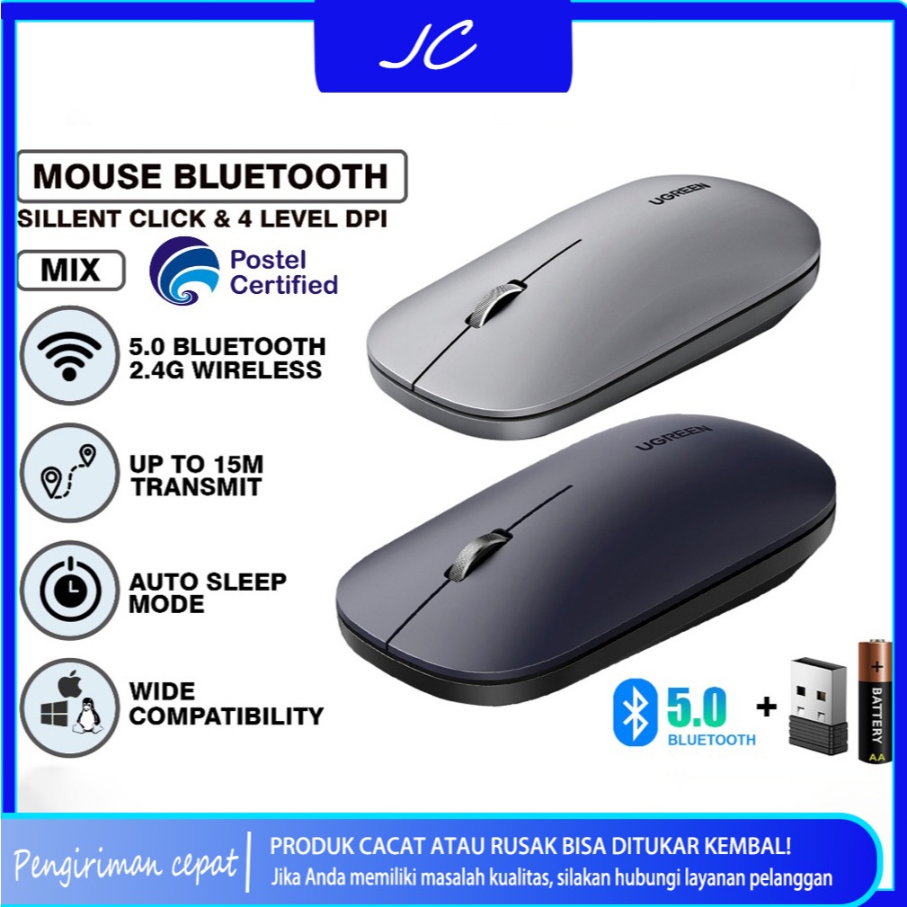 Jual UGREEN Mouse Wireless Silent Klik Dual Koneksi Bluetooth + Dongle ...